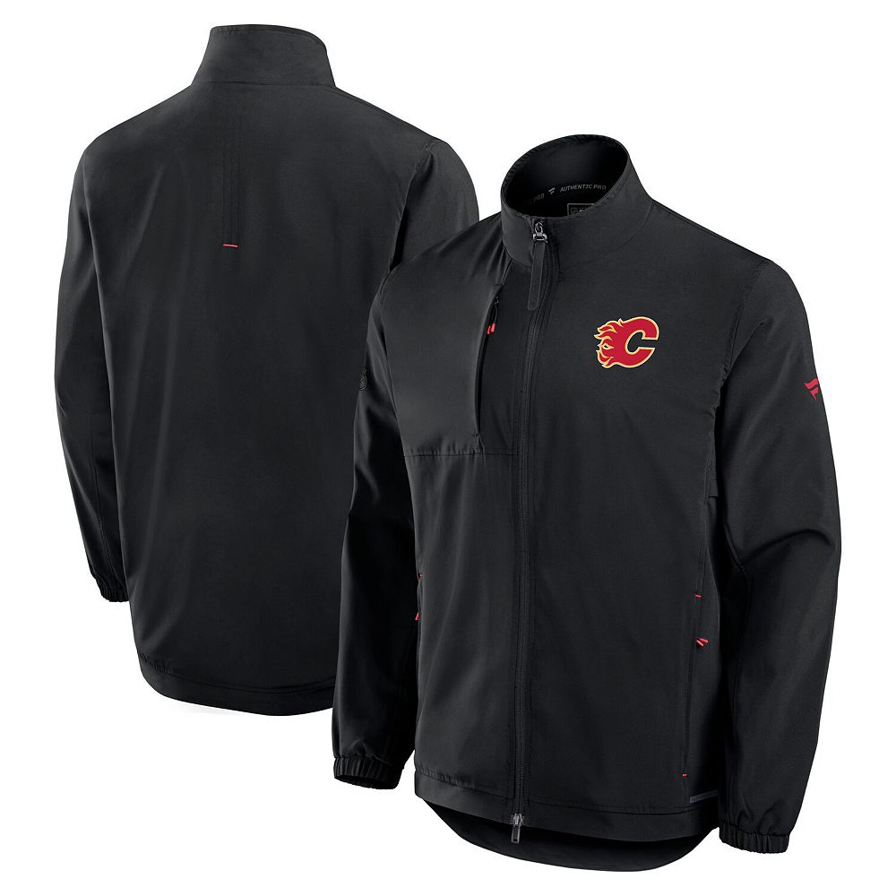 Men's Fanatics Black Calgary Flames Authentic Pro Rink Coaches Full-Zip ...