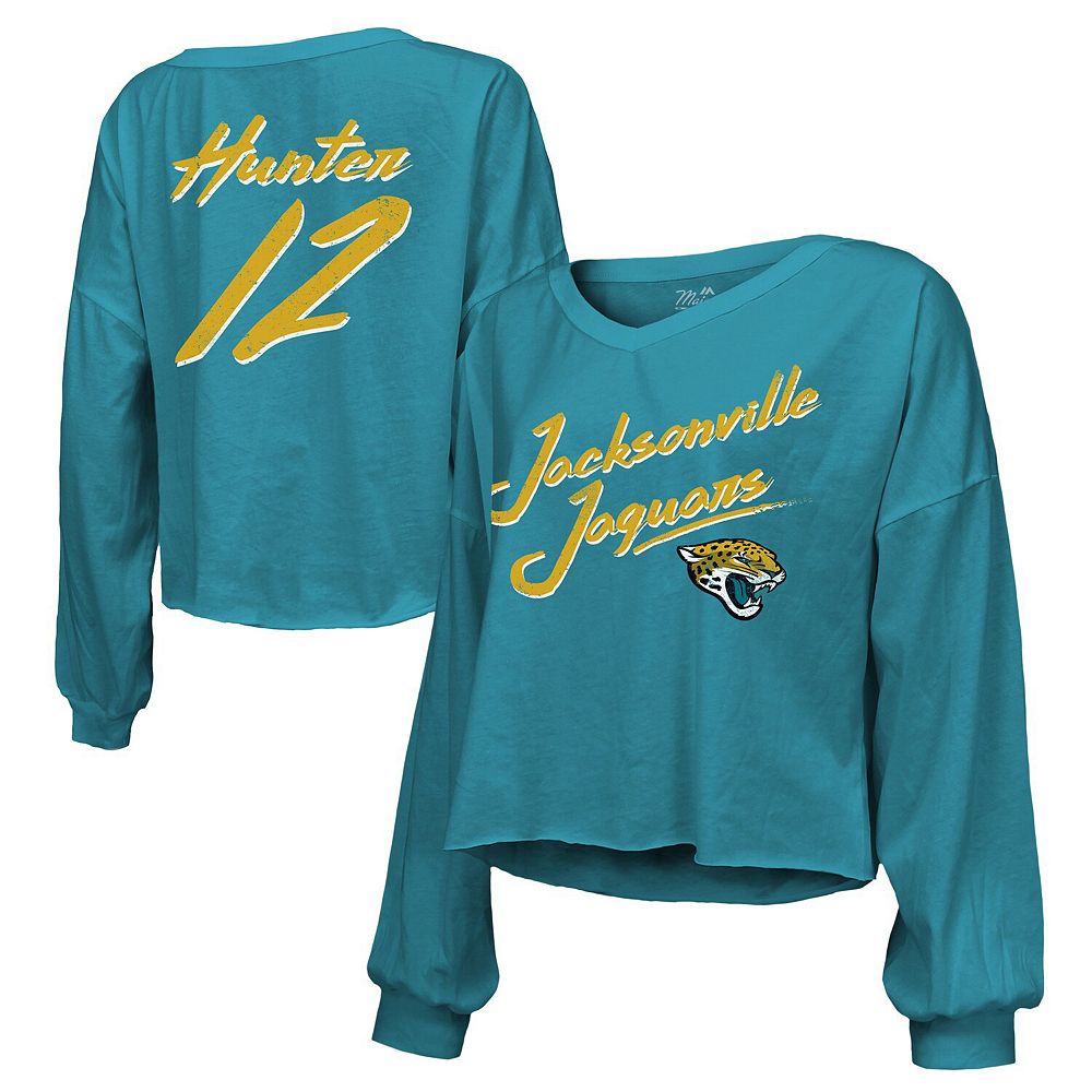 Women's Majestic Threads Travis Hunter Teal Jacksonville Jaguars Name ...