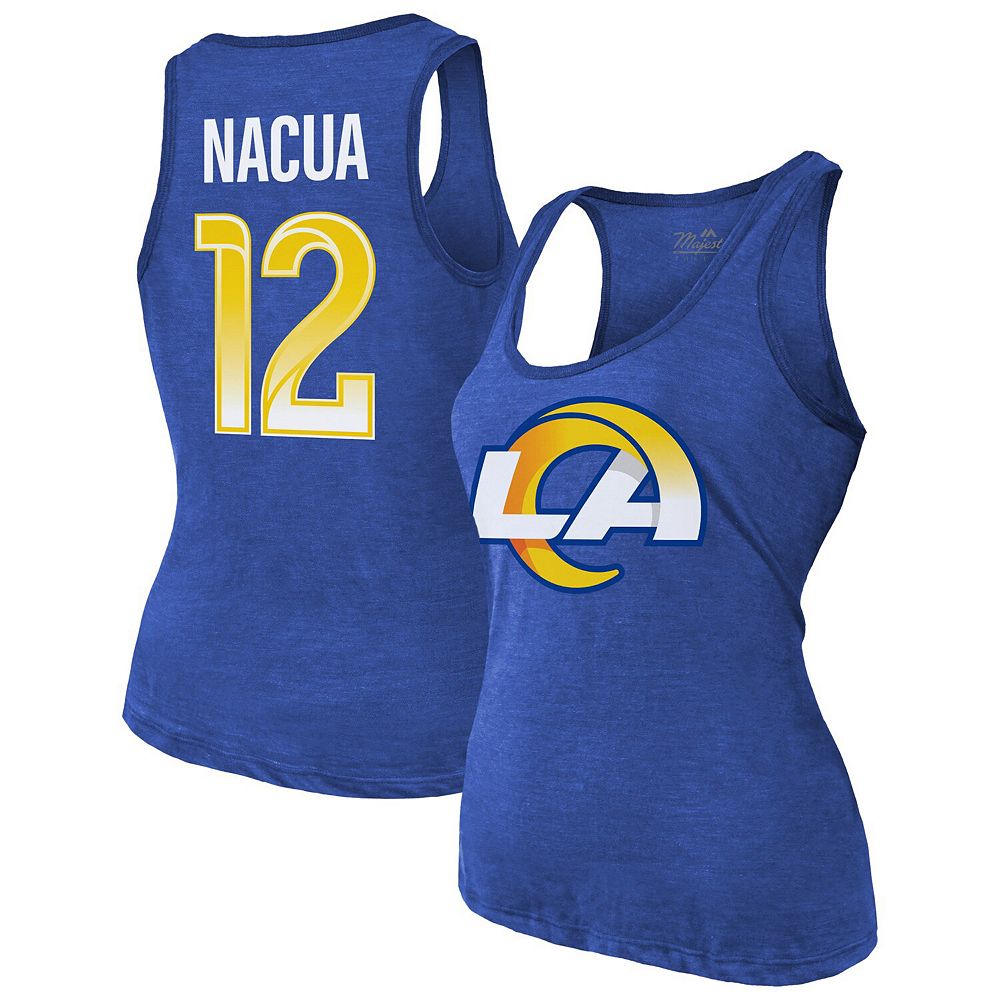 Women's Majestic Threads Puka Nacua Royal Los Angeles Rams Name ...