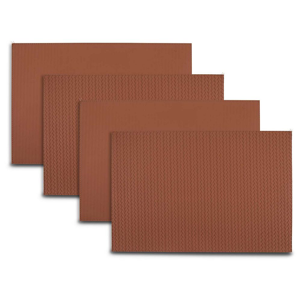 Dainty Home Hudson Reversible Premium Faux Leather 12" x 18" Rectangular Placemats Set of 4