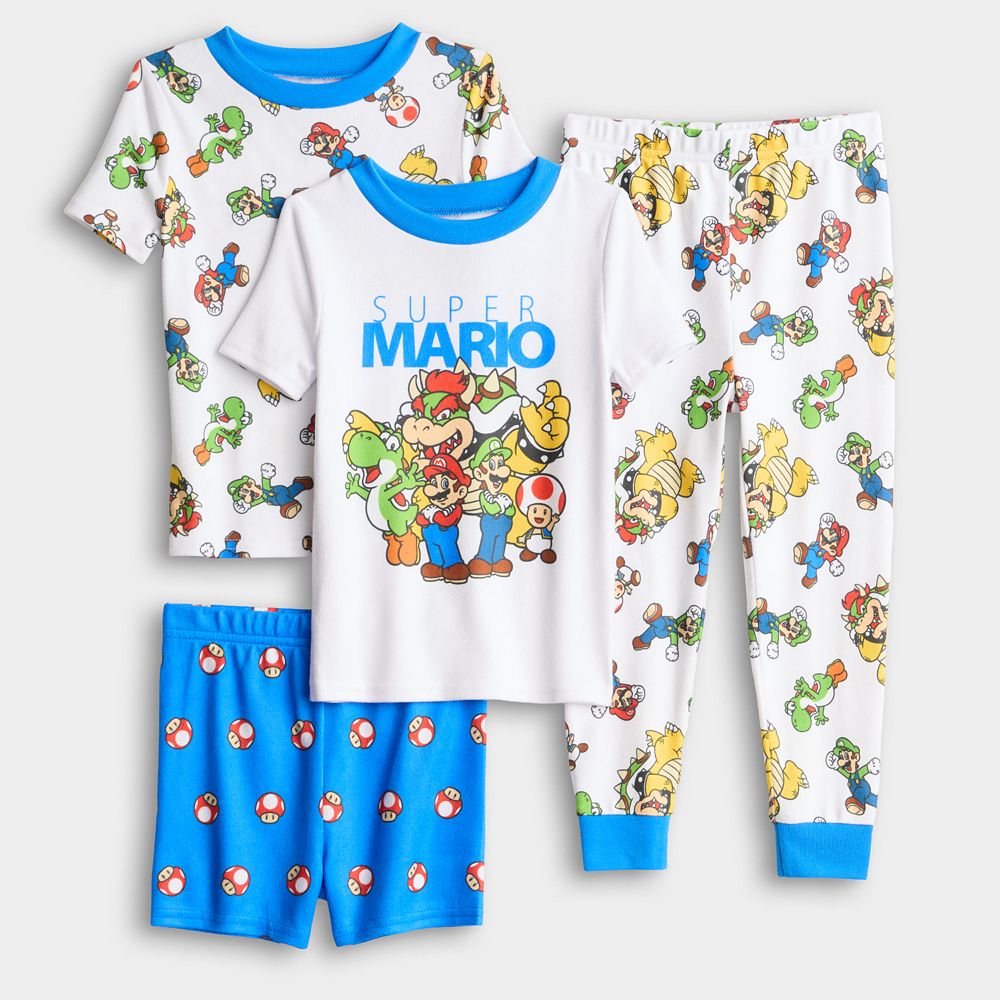 Toddler Super Mario 4-Piece Pajama Top & Pajama Bottoms Set