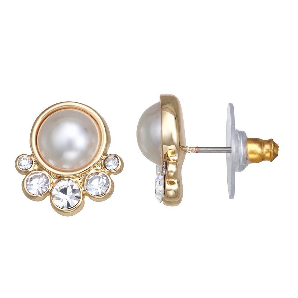You're Invited Gold Tone Simulated Pearl Stud Earrings