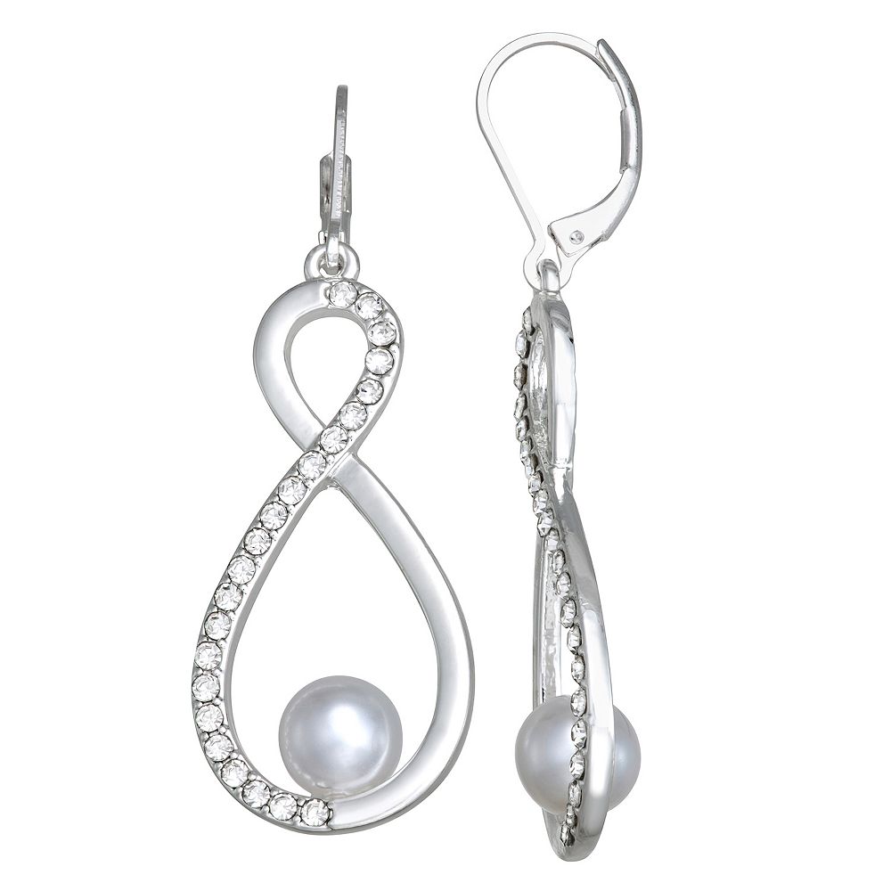 You're Invited Silver Tone Simulated Pearl Long Drop Earrings
