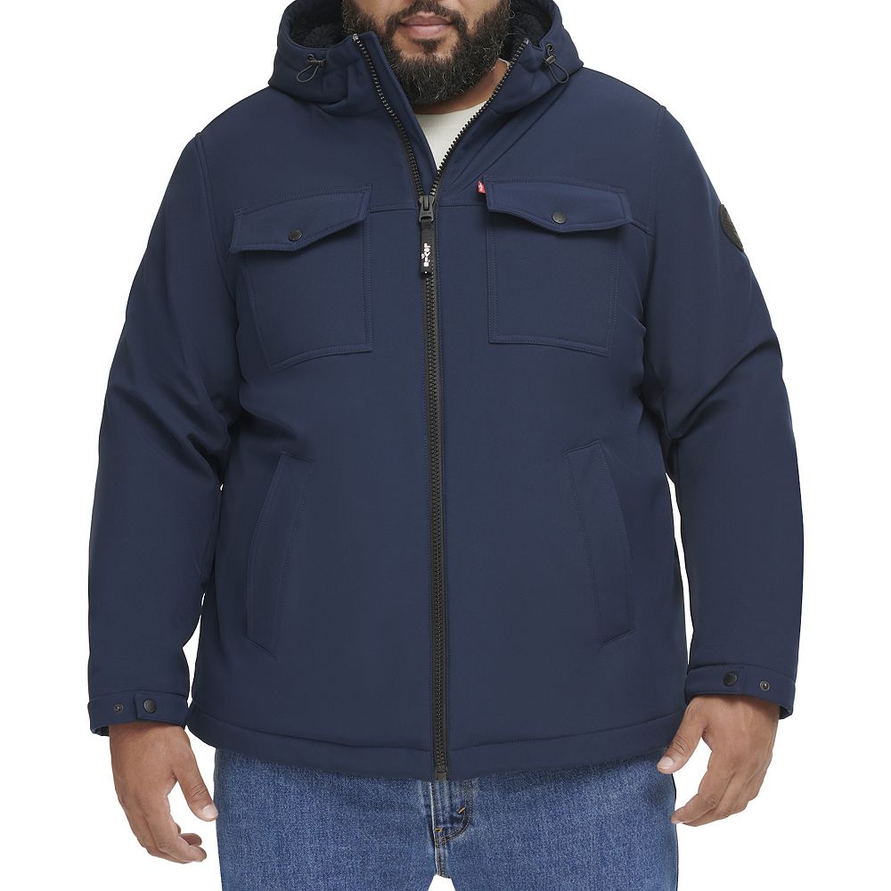 Big & Tall Levi's® Sherpa-Lined Hooded Softshell Utility Jacket- XL Tall