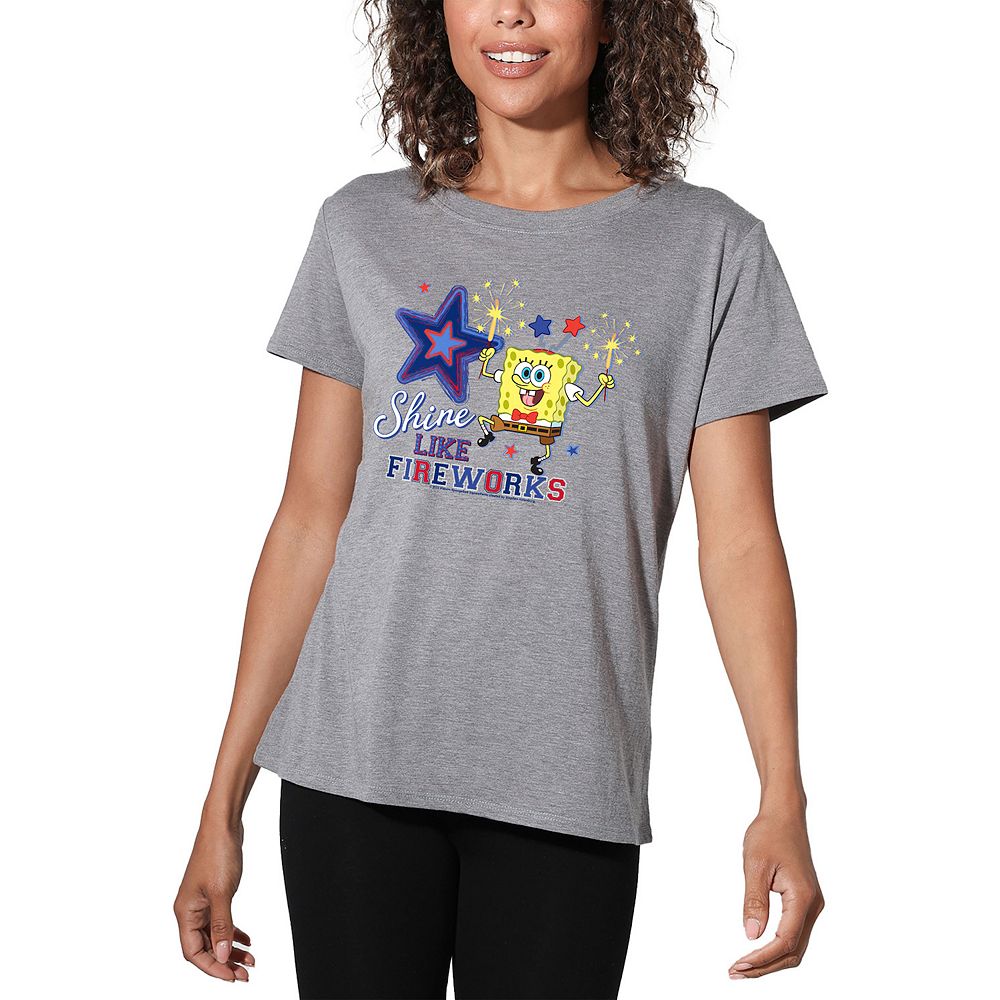 Juniors' SpongeBob SquarePants 4th of July Fireworks Loose Fit Graphic Tee