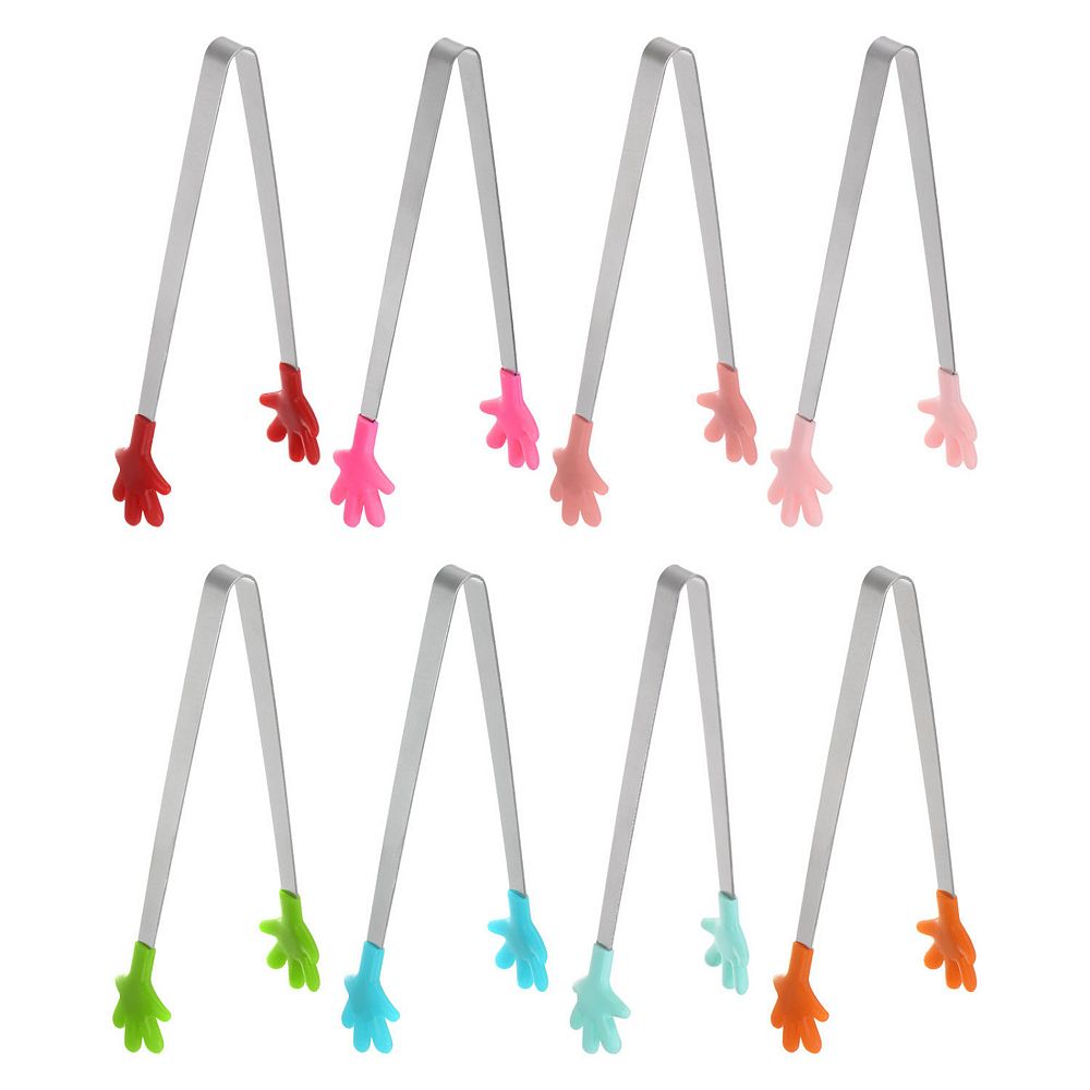 Mini Food Tongs 5.67" Hand Shape Stainless Steel with Silicon Tips ...