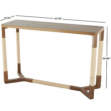 Stella & Eve Wooden Rectangular Console Table with Rope Wrapped Frame