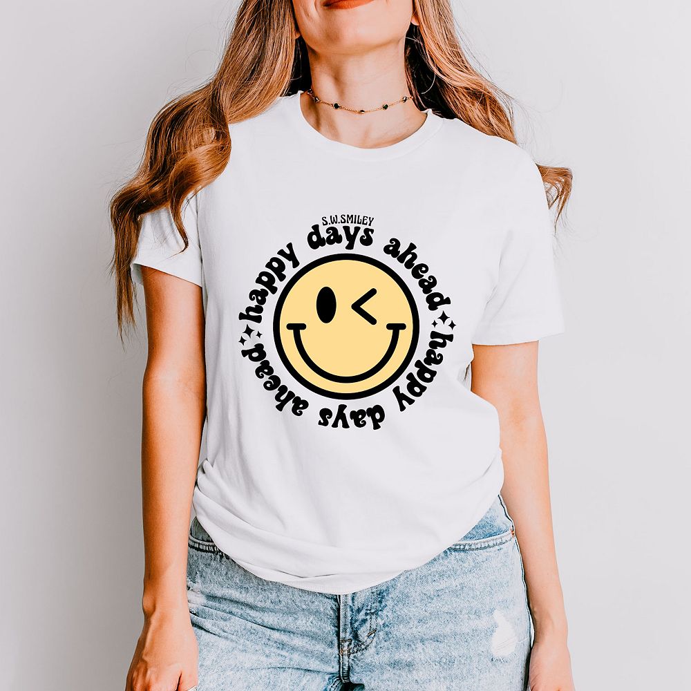 Simply Sage Market S.W.Smiley Happy Days Ahead Smiley Face Short Sleeve Tee