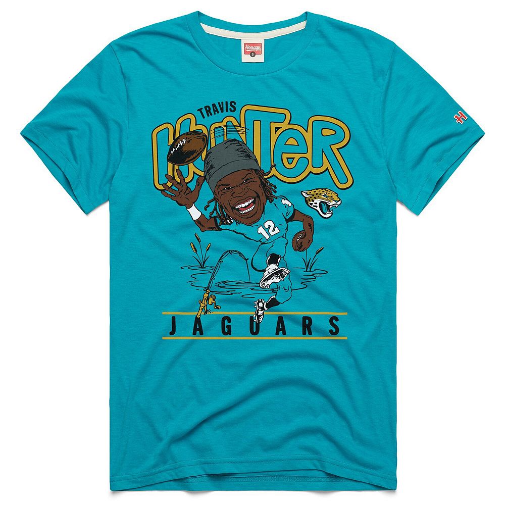 Men's Homage Travis Hunter Teal Jacksonville Jaguars 2025 NFL Draft ...