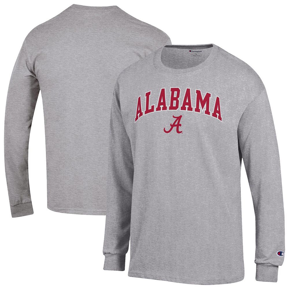 Men's Champion Heather Gray Alabama Crimson Tide Arch Over Logo 2-Hit ...