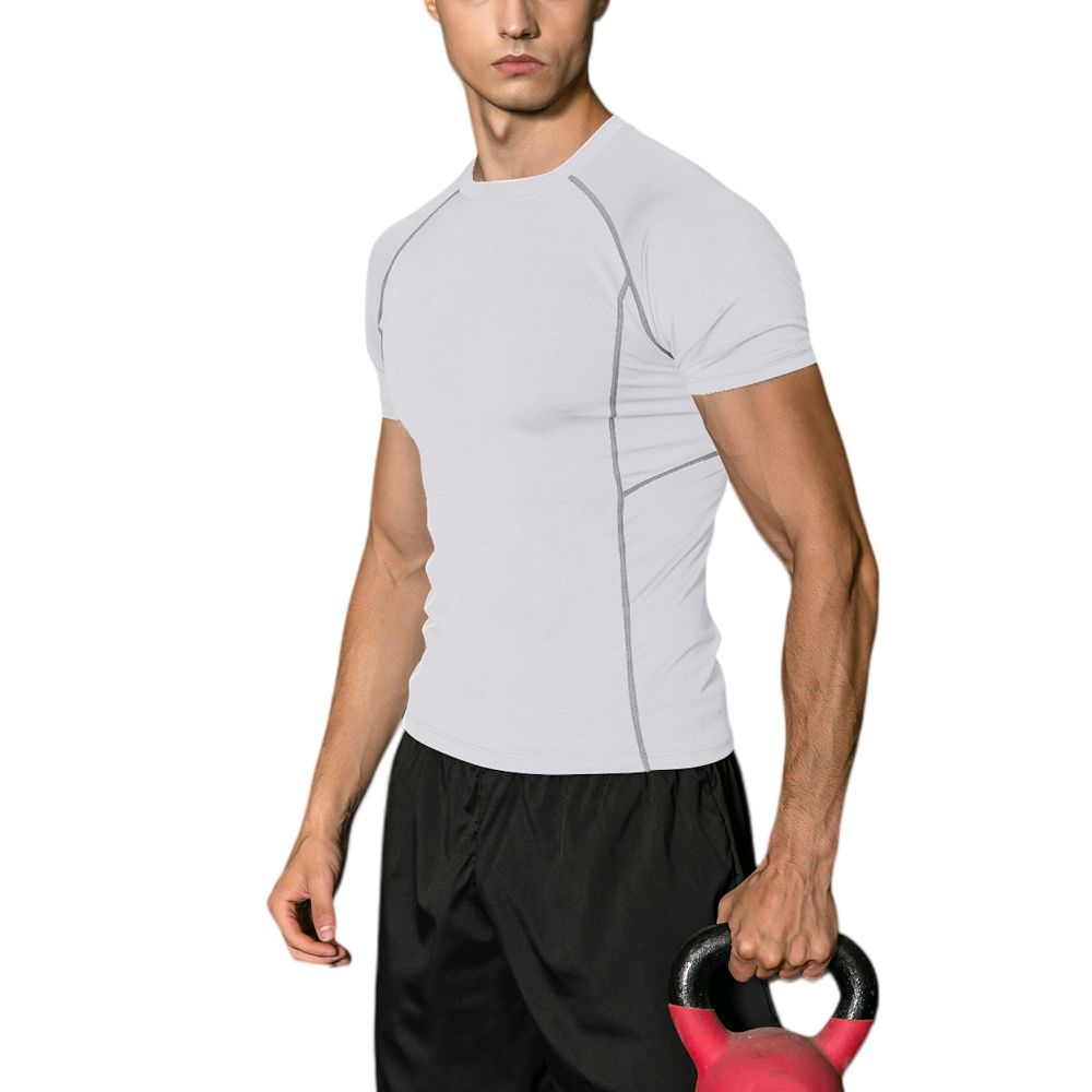 Men's Short Sleeve Compression Workout Shirt with Moisture-Wicking Fabric