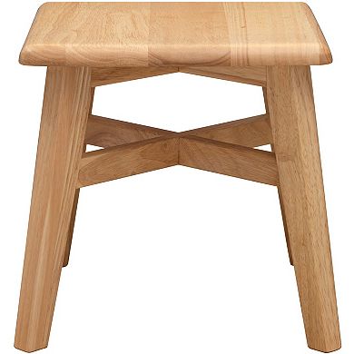 eHemco Solid Hardwood Wooden Step Stool with 2 Cross Brace Support for ...