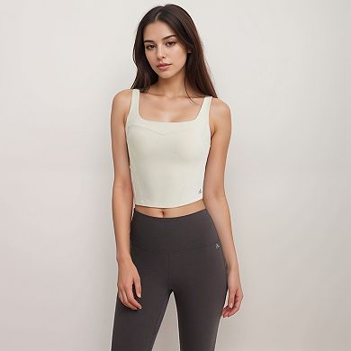 Women's Crop Tank Top with Contour Seams Wide Straps and Sculpting ...
