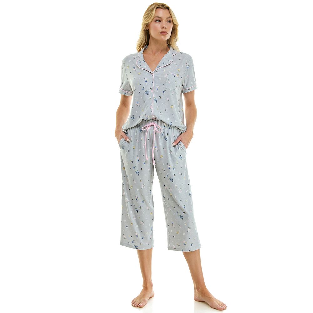 Women's Croft & Barrow® Notch Collar Pajama Top & Pajama Bottoms Set