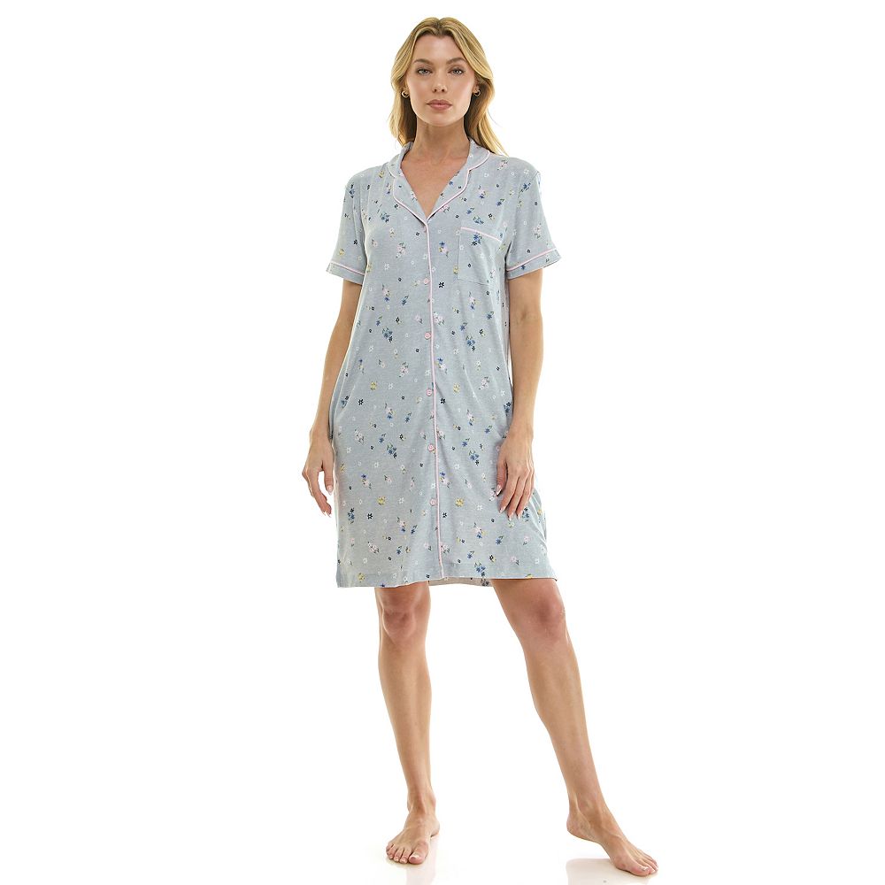 Women's Croft & Barrow® Notch Collar Short Sleeve Gown