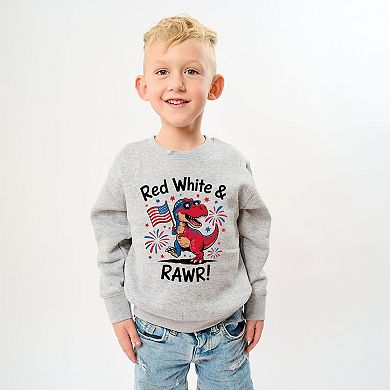 The Juniper Shop Red, White and Rawr Youth Sweatshirt