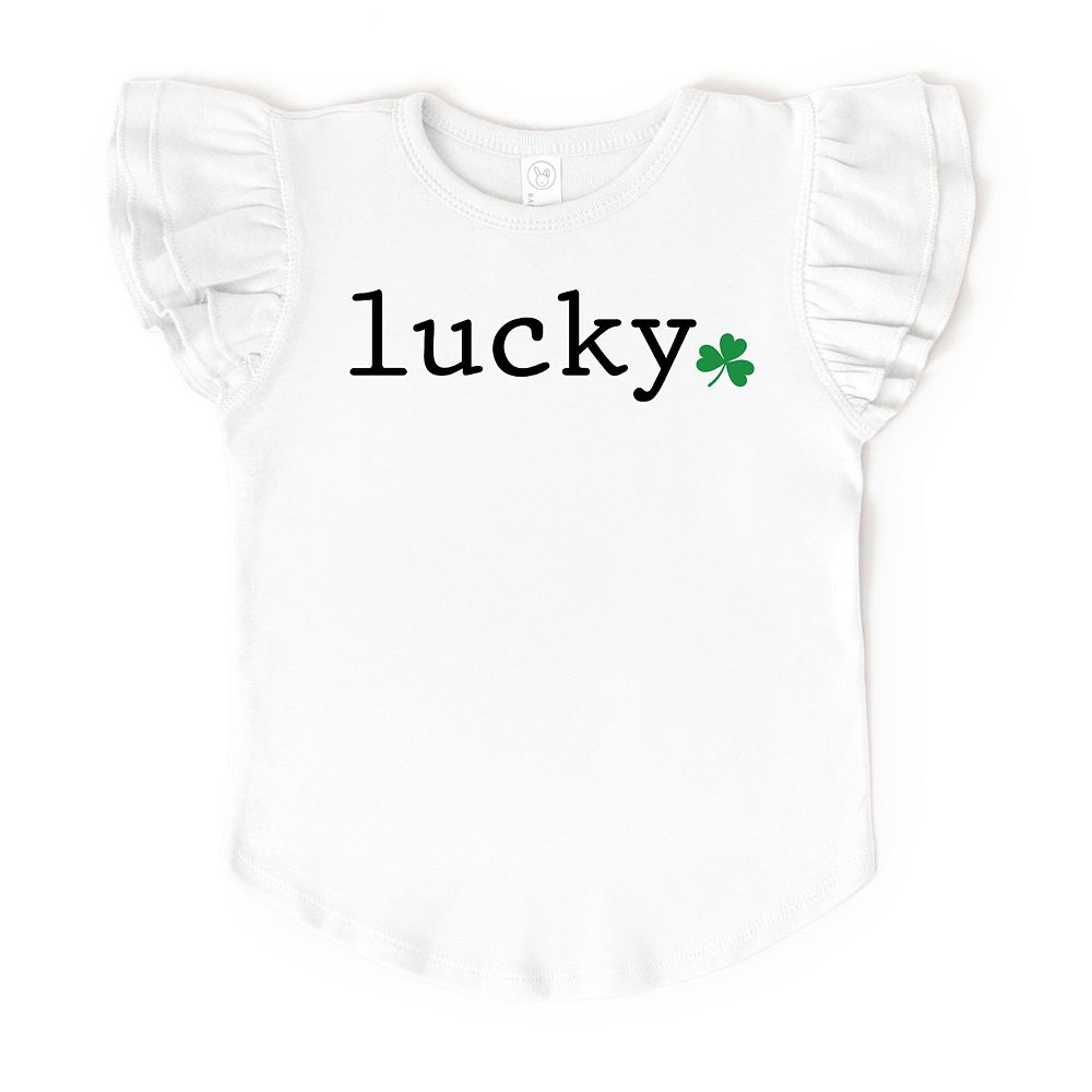 The Juniper Shop Lucky Typewriter Clover Flutter Sleeve Tee