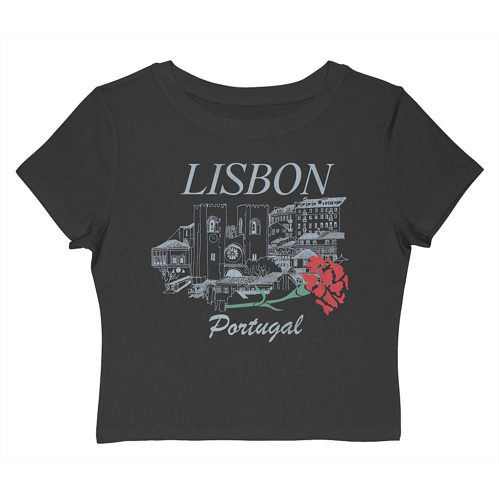 Juniors' Grayson Threads The Label Lisbon Portugal Flower Graphic Baby Tee