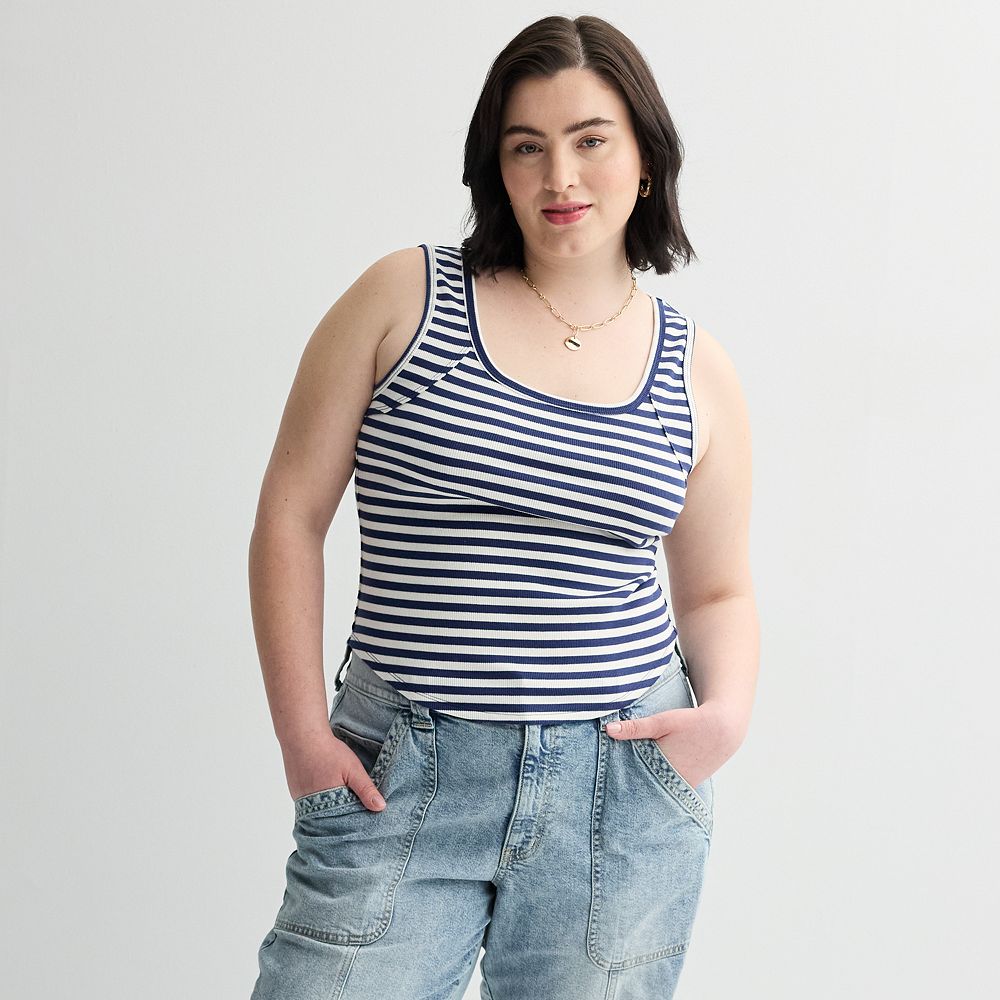 Juniors' Plus Size SO® Seamed Rib Tank Top