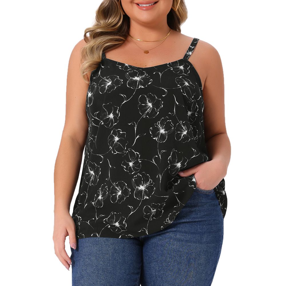 Plus Size Cami Tank Top for Women V Neck Sleeveless Adjustable Straps ...