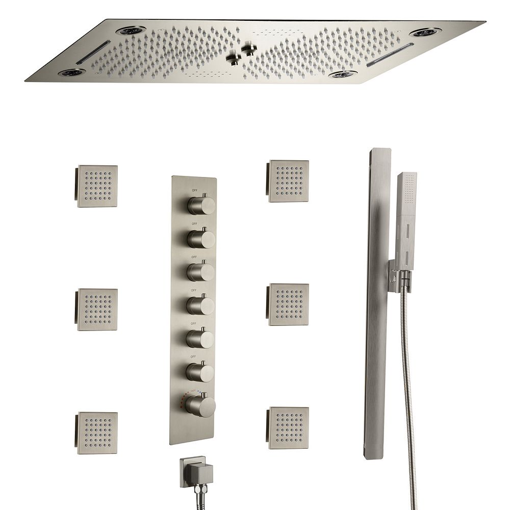 6-Spray Dual Shower Head Ceiling Mount Fixed and Handheld Shower Head 3 ...