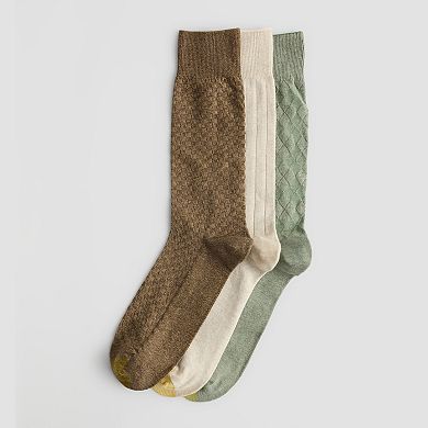 Men's GOLDTOE® 3-Pack Argyle Texture Crew Socks