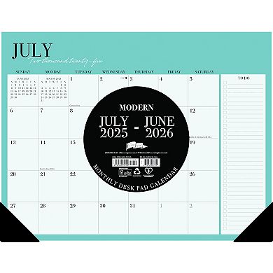 Modern Academic July 2025 - June 2026 Large Monthly Deskpad Calendar
