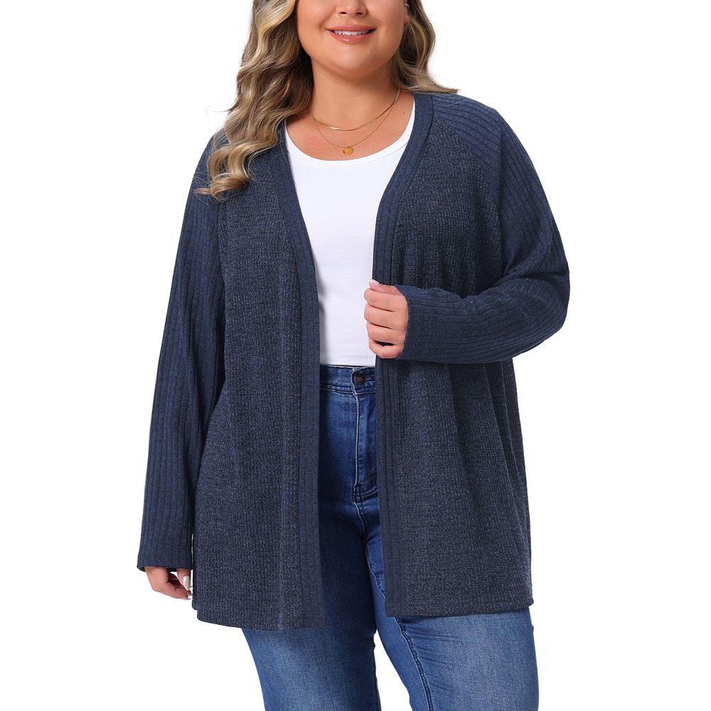Plus Size Knit Cardigans for Women Open Front Long Sleeve Lightweight ...
