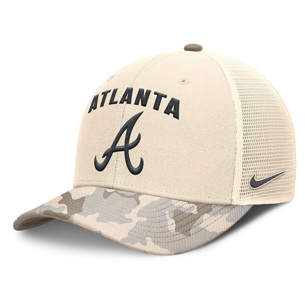 Men's Nike Natural Atlanta Braves Camo Natural Pack Rise Adjustable ...