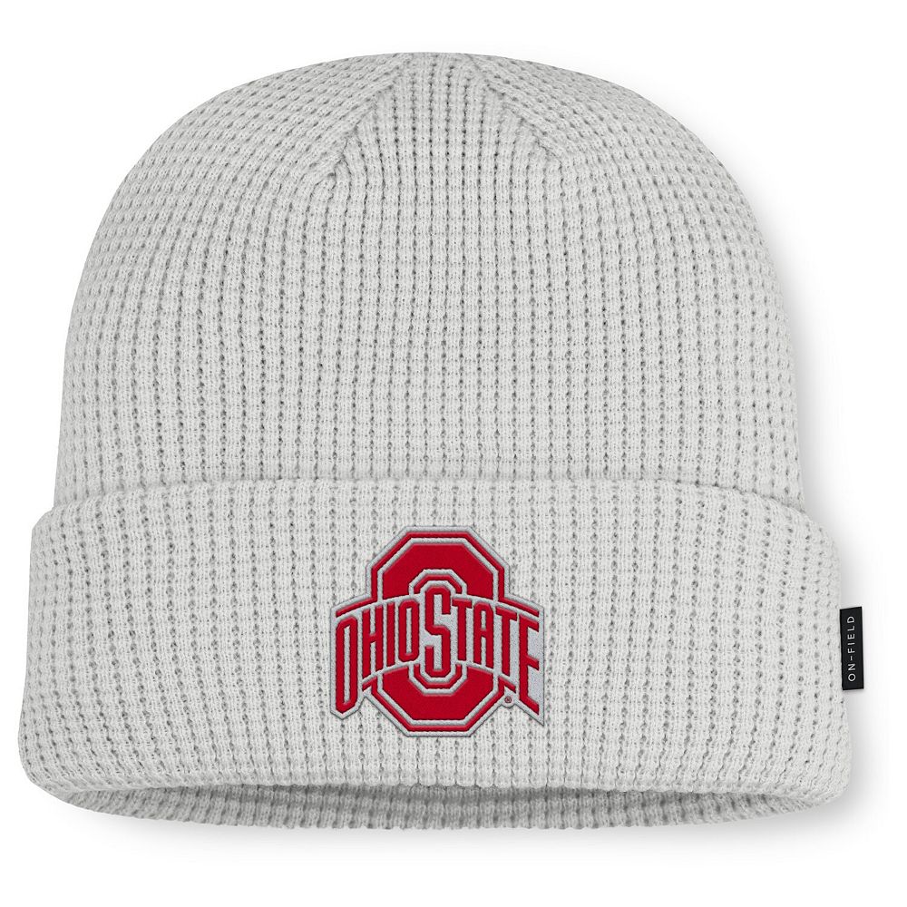 Men Nike Gray Ohio State Buckeyes 2025 On-Field Utility Cuffed Knit Hat