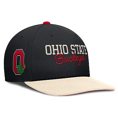 Men's Nike Black/Cream Ohio State Buckeyes Pro Legacy Script Snapback Hat