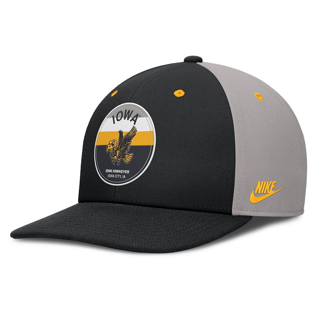 Men's Nike Black/Gray Iowa Hawkeyes Prep Pro Performance Snapback Hat