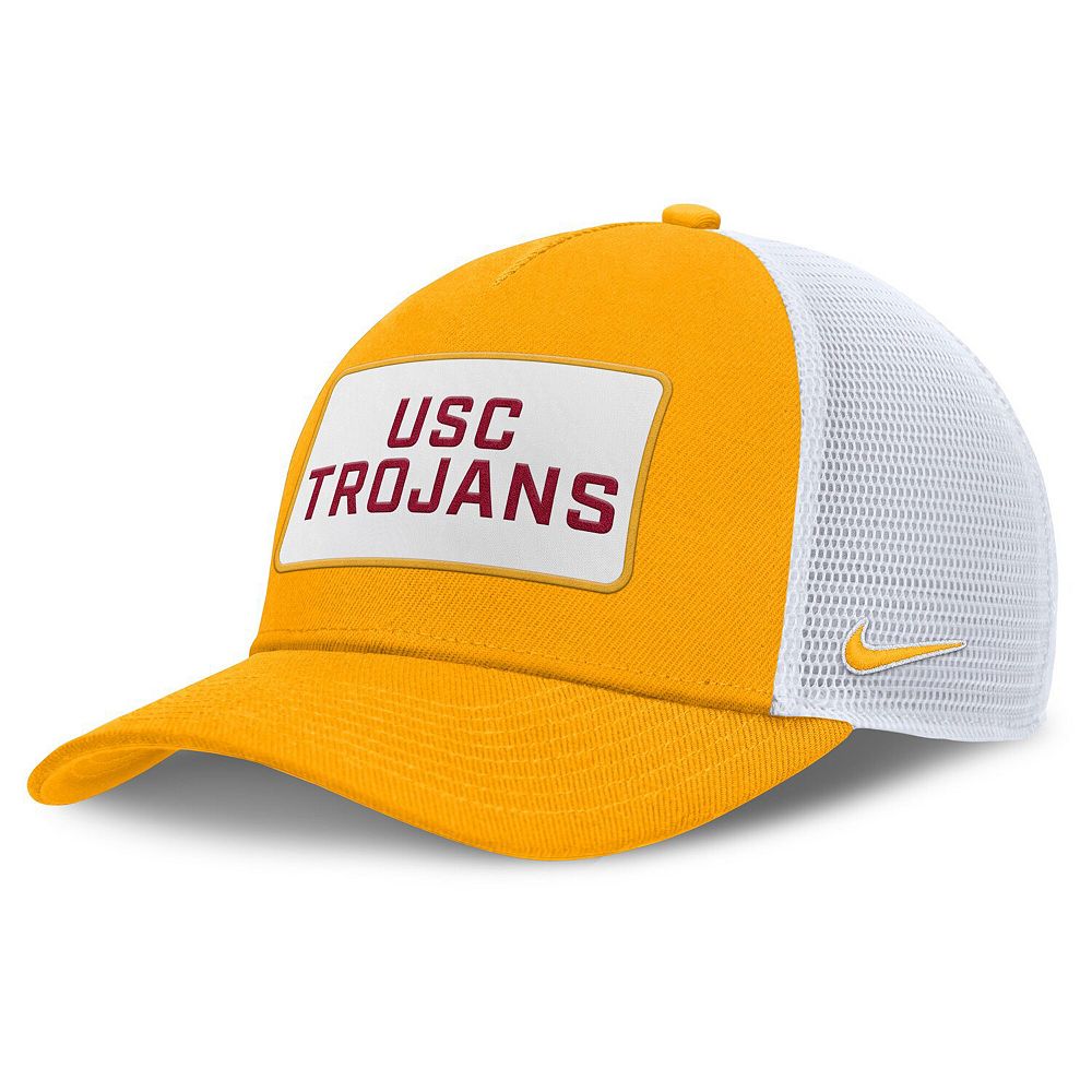 Men's Nike Gold/White USC Trojans 2025 On-Field Rise Patch Trucker Adjustable Hat