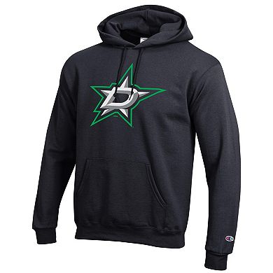 Men's Champion Black Dallas Stars Primary Logo 1-Hit Pullover Hoodie