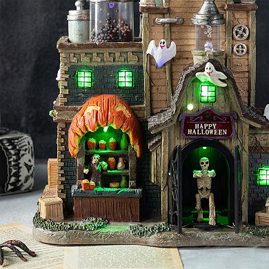 Glitzhome 11"H Lighted Resin Table Village Decor, Halloween Haunted ...