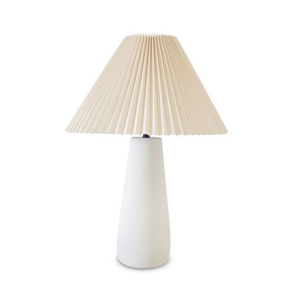 Gwen LED Modern Table Lamp with Cream Pleated Fabric Shade and Weighted ...