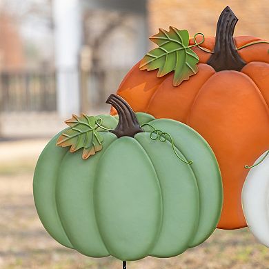 Glitzhome 23.75"H Stacked Pumpkin Yard Stake, Metal Garden Stake for ...