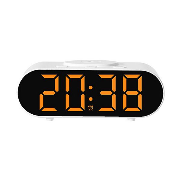 Oval Alarm Clock with Nightlight, Dimmable, 12/24H,USB Port, Wireless ...