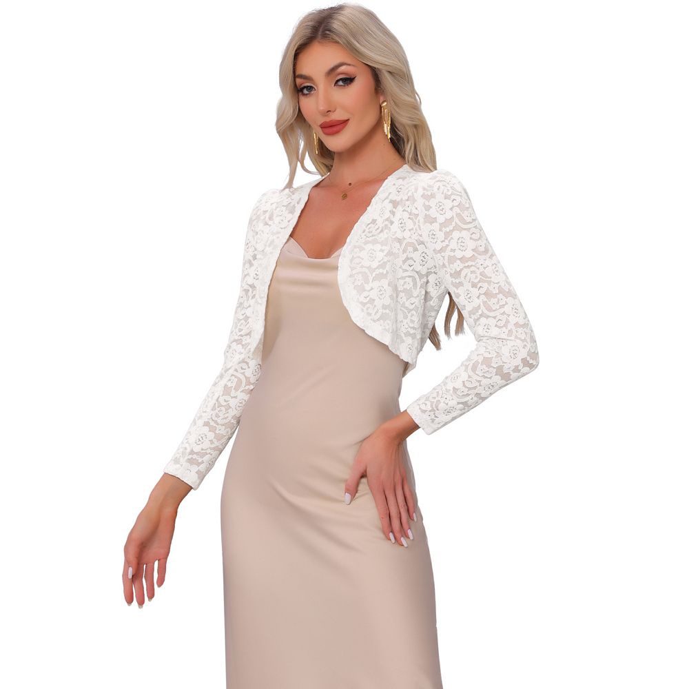 Lace Shrug Top for Women's Elegant Mesh Sheer Sequin Bolero Shrug