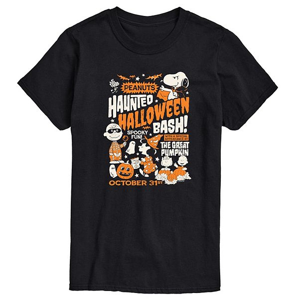Men's Peanuts Haunted Halloween Bash Poster Graphic Tee