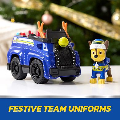 PAW Patrol Chase Holiday Cruiser with Reindeer Antlers & Chase Toy Figure