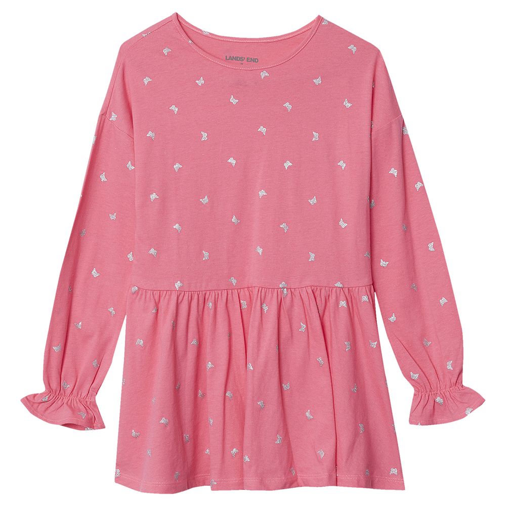 Girls 2-16 Lands' End Long Sleeve Ruffle Tunic Top in Regular & Plus Size