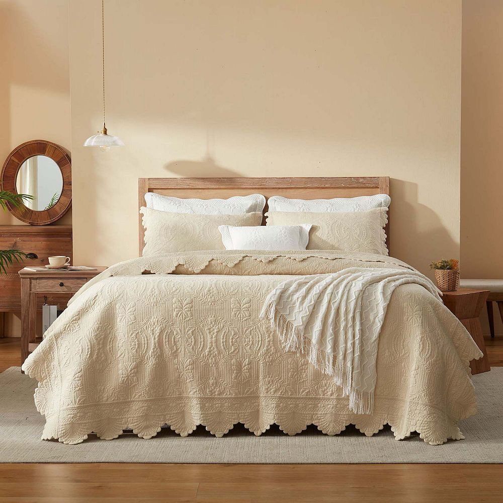Marcielo 3 Pcs Elegantly Embroidered 100% Cotton Oversized Quilt ...