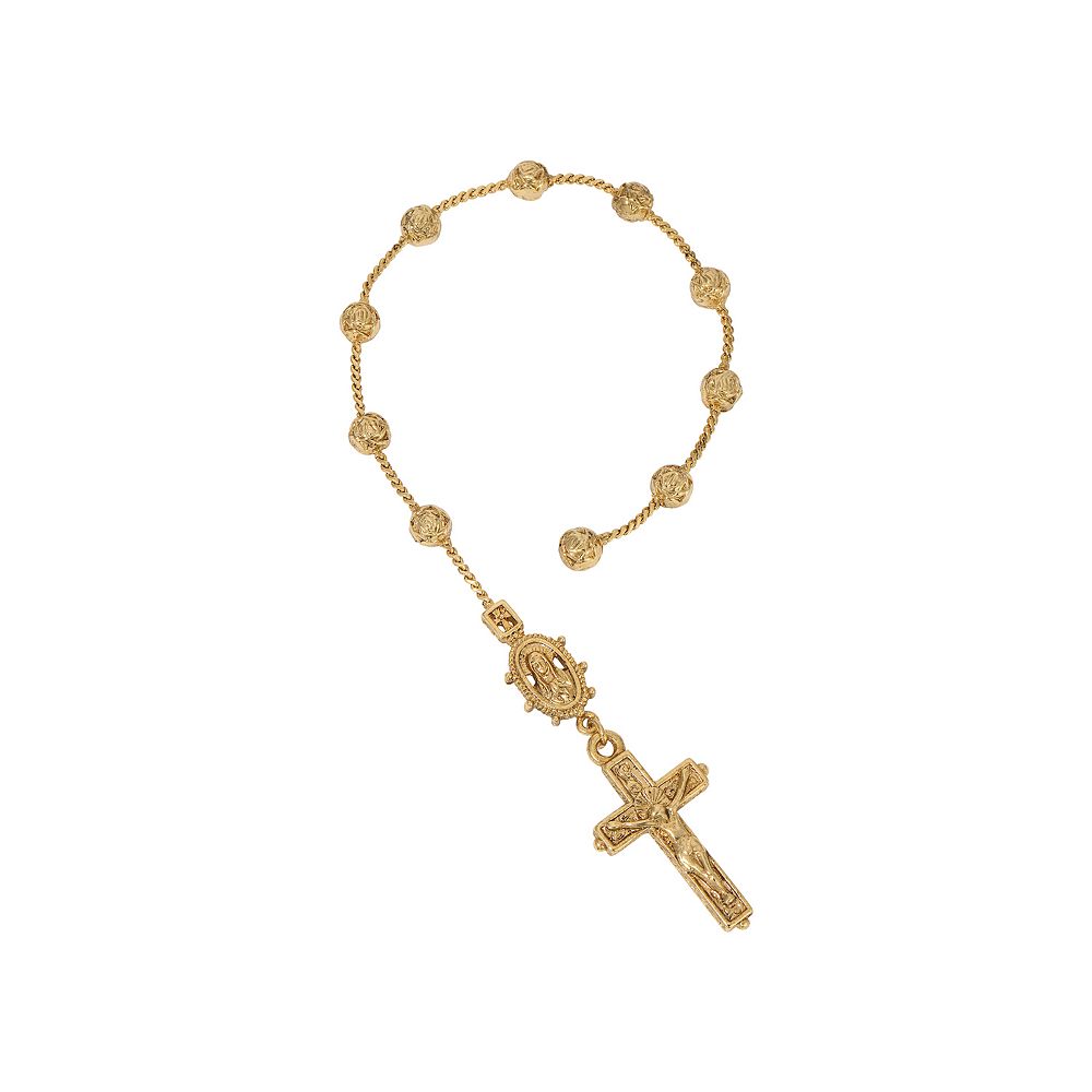 Symbols of Faith Gold Tone Crucifix Hand Rosary