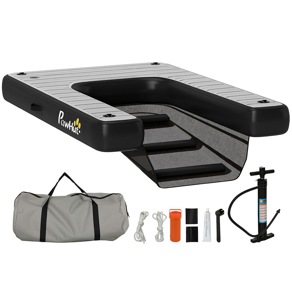 PawHut Inflatable Dog Boat Ramp, Floating Dog Pool Ramp Up to 286 lbs