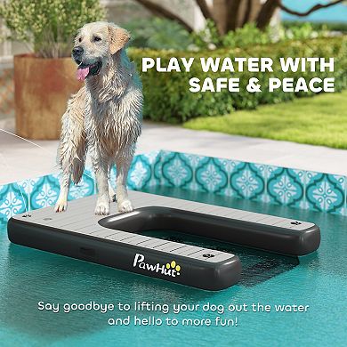 PawHut Inflatable Dog Boat Ramp, Floating Dog Pool Ramp Up to 286 lbs