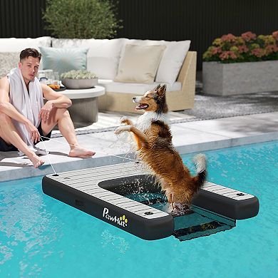 PawHut Inflatable Dog Boat Ramp, Floating Dog Pool Ramp Up to 286 lbs
