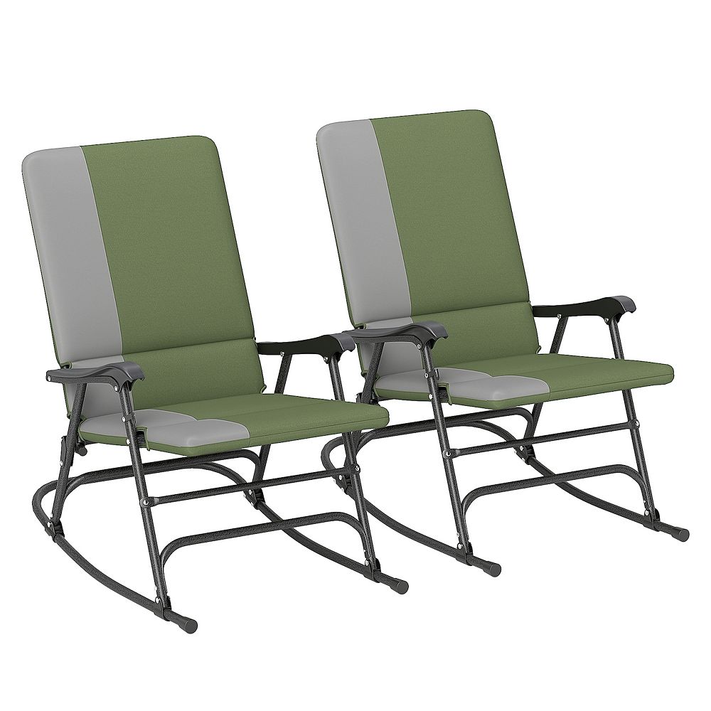 Outsunny Outdoor Rocking Chairs Set of 2, Folding Outdoor Rocker Set