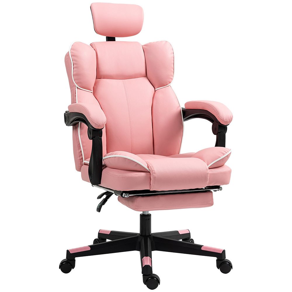 HOMCOM PU Leather Office Chair, Reclining Desk Chair with Headrest