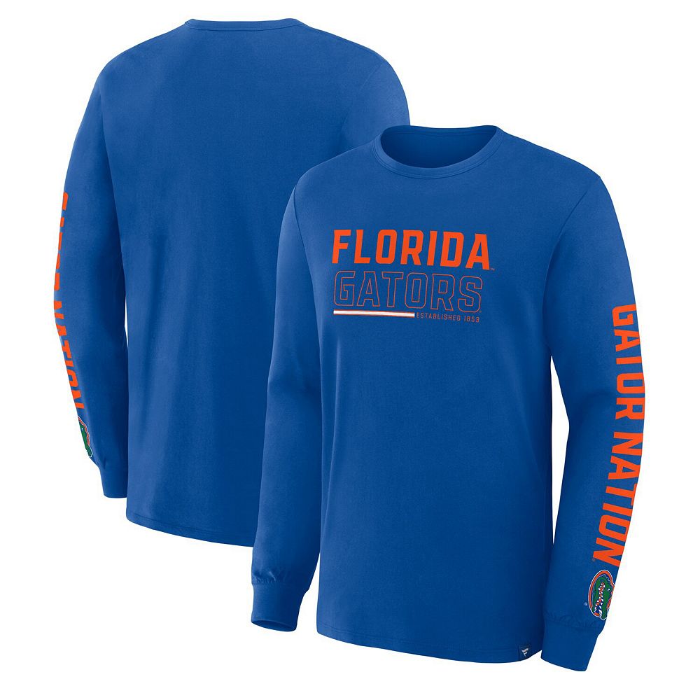 Men's Fanatics Royal Florida Gators Quad Fuel The Fire Long Sleeve T-Shirt